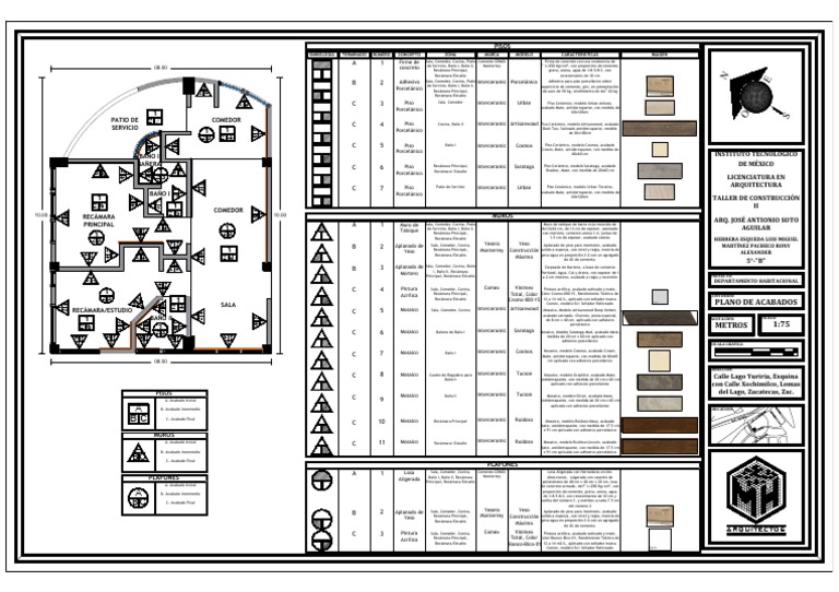 Plano De Acabados De Un Departamento Ingeniería Estructural Albañilería