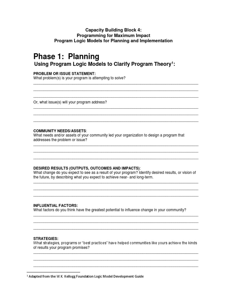 Program Logic Model Worksheets | PDF | Epistemology | Psychology