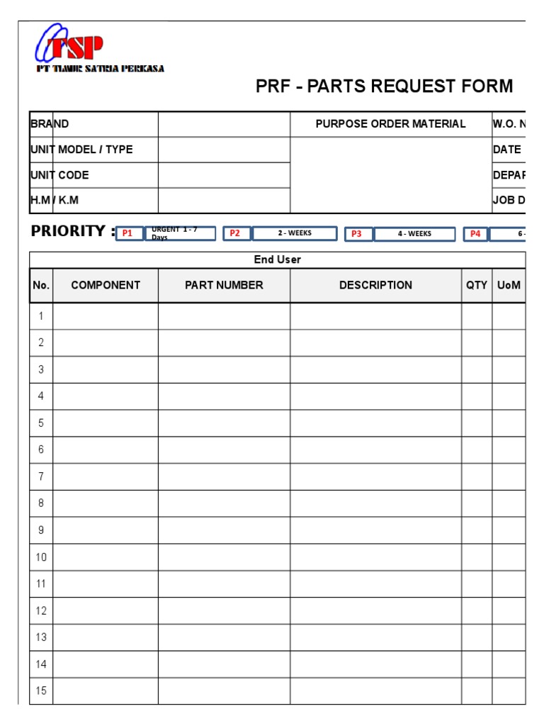 Parts Request Form Guide | PDF