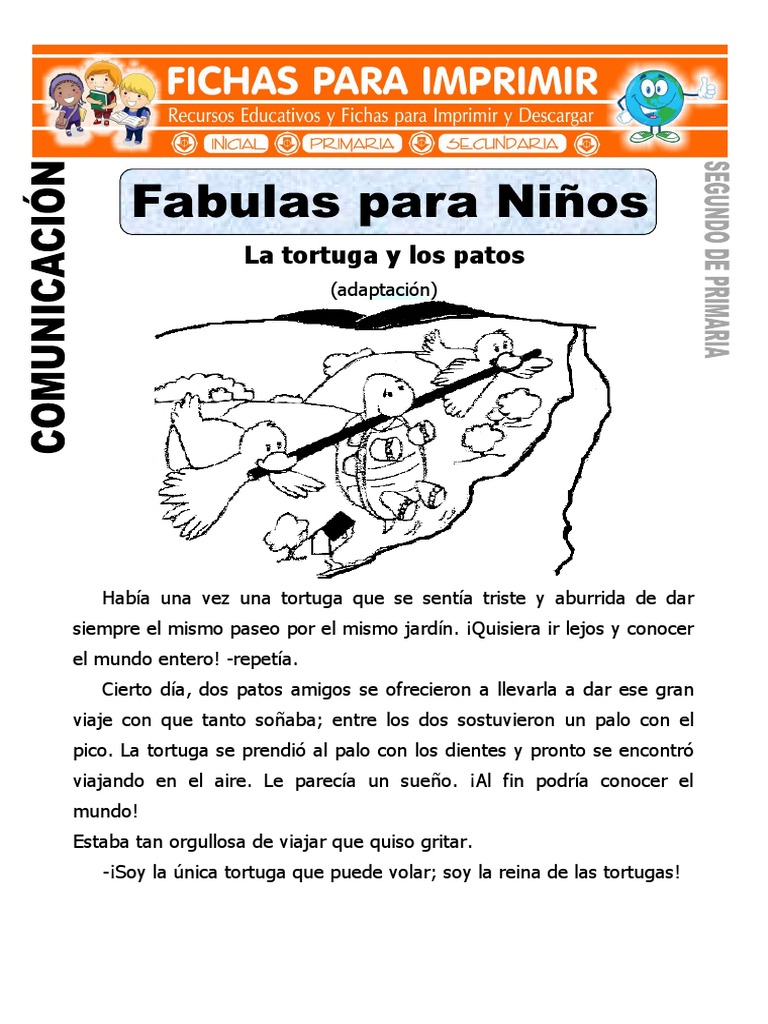 Ficha de Fabulas para Niños para Segundo de Primaria | PDF