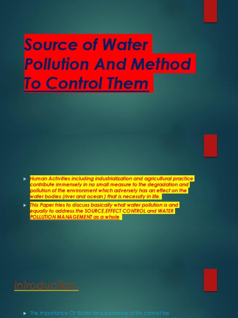 Source of Water Pollution and Method To Control Them | PDF | Water ...
