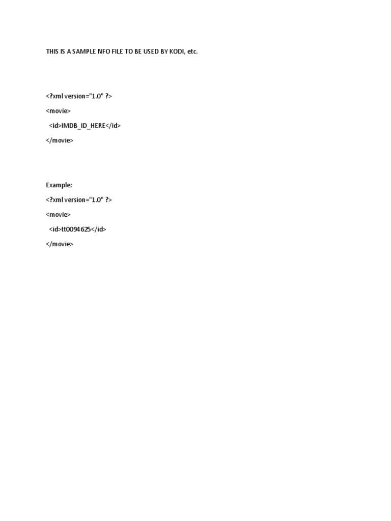 This Is A Sample Nfo File To Be Used by Kodi, Etc | PDF | Business ...