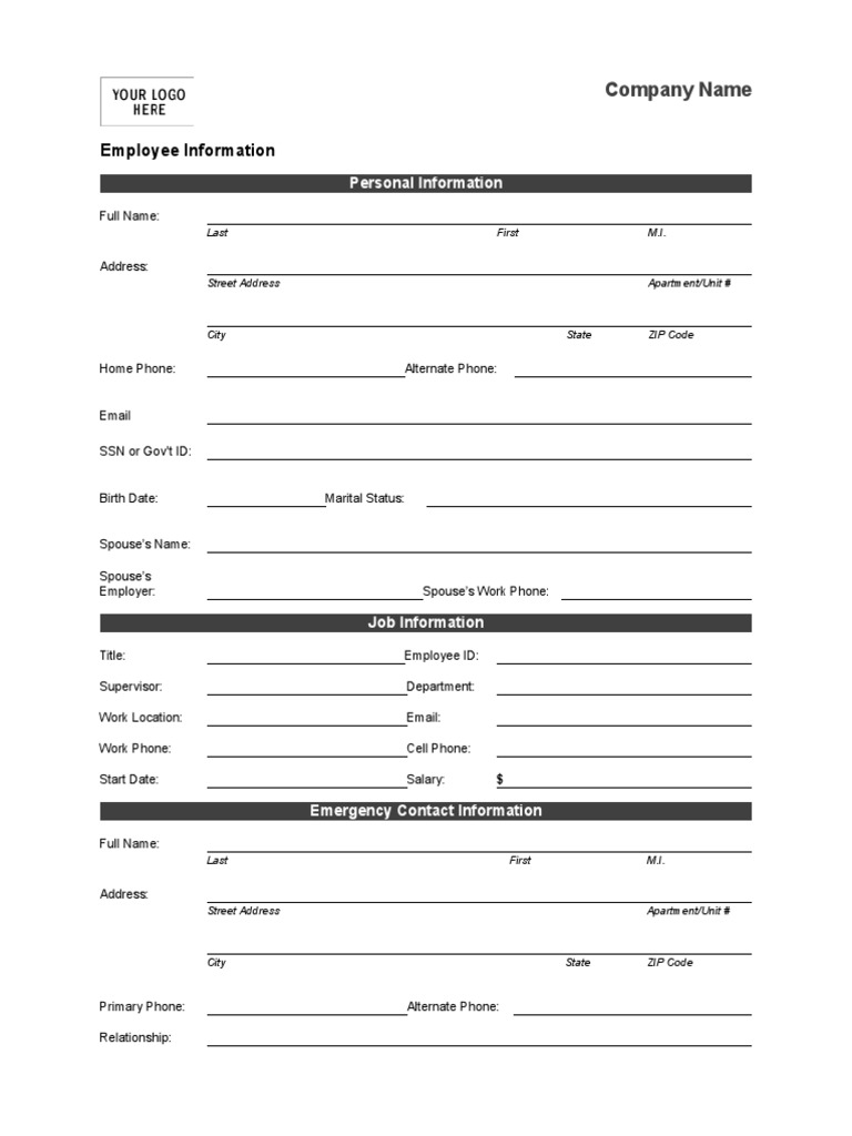 Employee Information Form | PDF