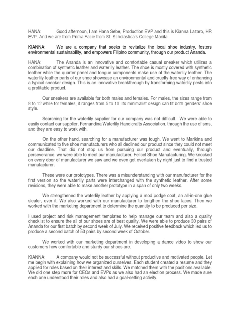 PF HR Prod Speech | PDF | Shoe | Sneakers