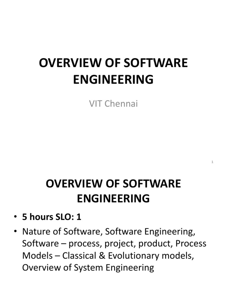 Overview of Software Engineering: VIT Chennai | PDF | Software ...
