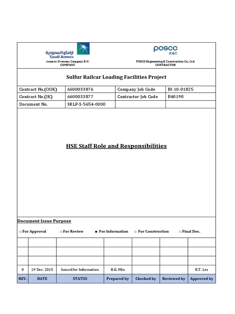 Aramco HSE Roles & Resp | PDF | Occupational Safety And Health | Safety