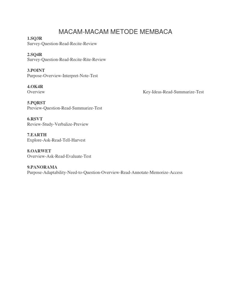 Macam-Macam Metode Membaca | PDF