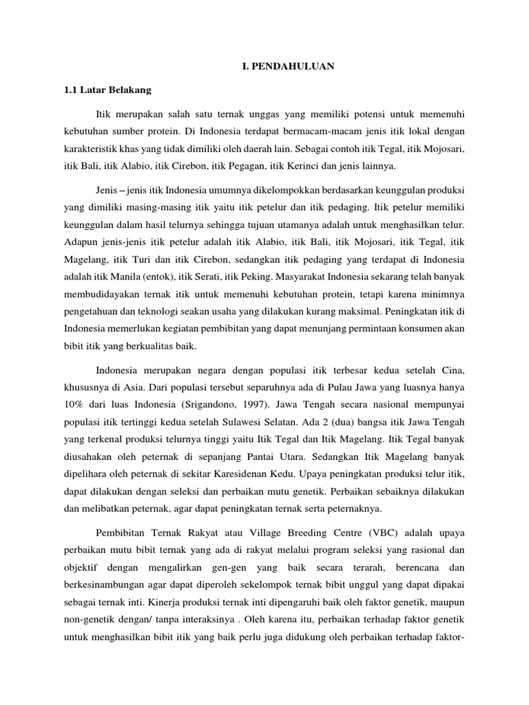 Makalah Pemuliaan Itik Magelang (Seleksi Populasi Dasar) | PDF