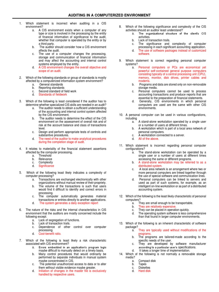 Auditing in A Computerized Environment | PDF | Databases | Internal Control