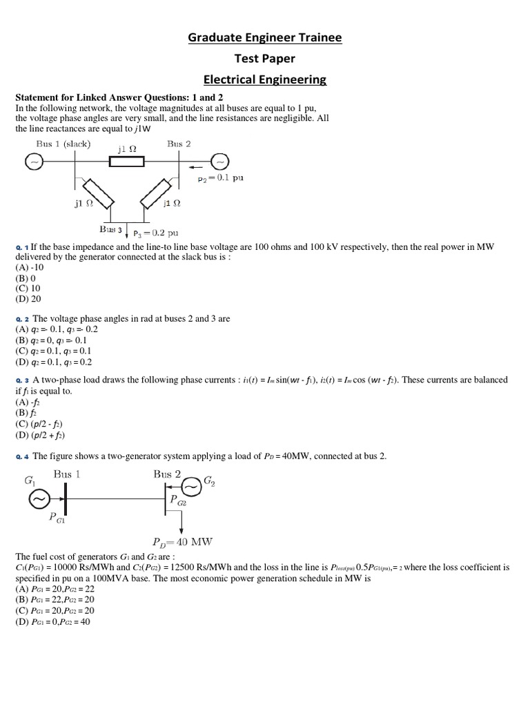 GET-Electrical Test Paper PDF | PDF | Transmission Line | Electric ...