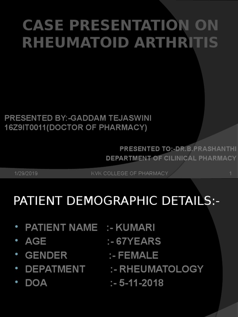Case Presentation: Rheumatoid Arthritis | PDF | Arthritis | Rheumatoid ...
