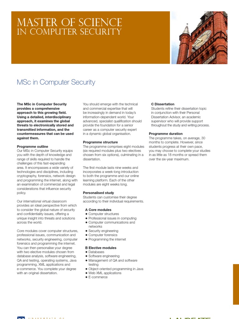 Master of Science: in Computer Security | PDF | Computer Security ...
