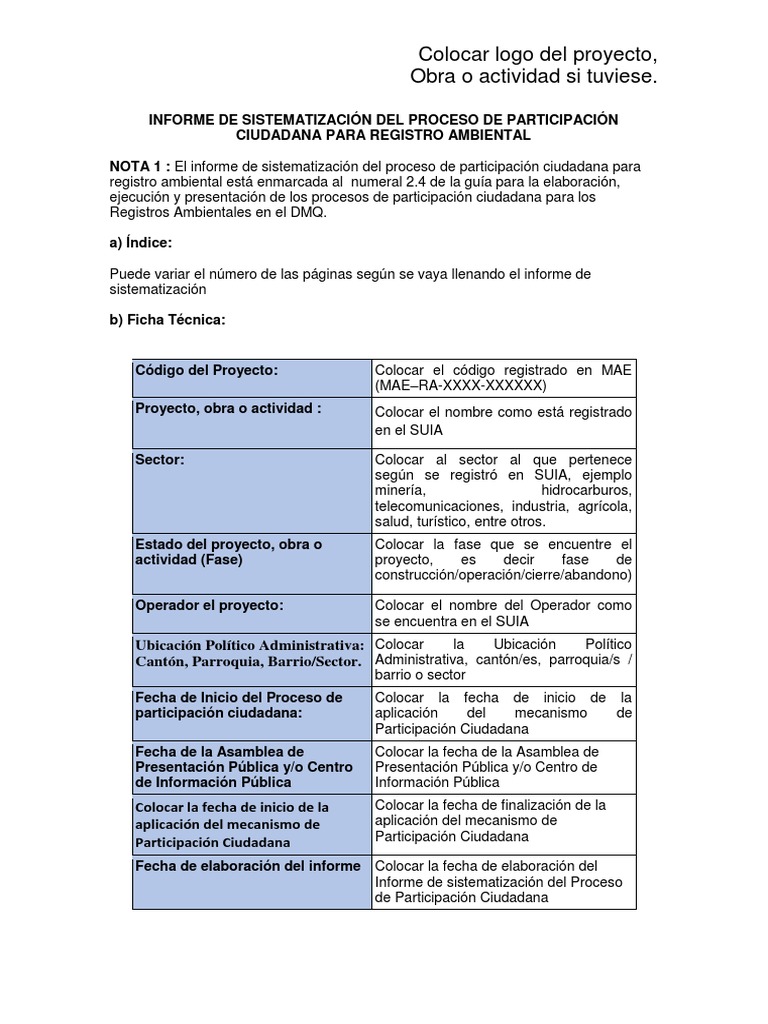 2 - Formato Informe de Sistematización Del PPC QUITO | PDF | Participación pública | Business