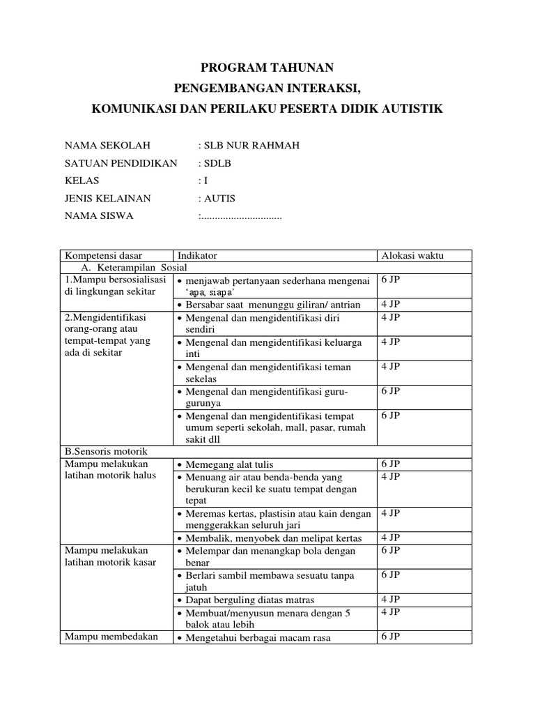 Progsus Autis SD | PDF | Karier & Perkembangan | Pengembangan Diri