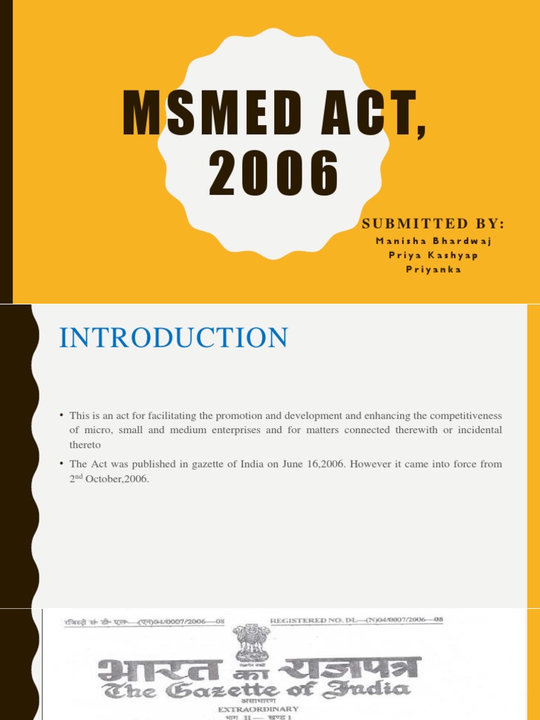 Msmed Act, 2006 | PDF | Small And Medium Sized Enterprises ...
