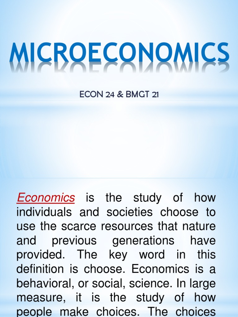 Microeconomics Ppt. Chapter 1 | PDF | Microeconomics | Economic System