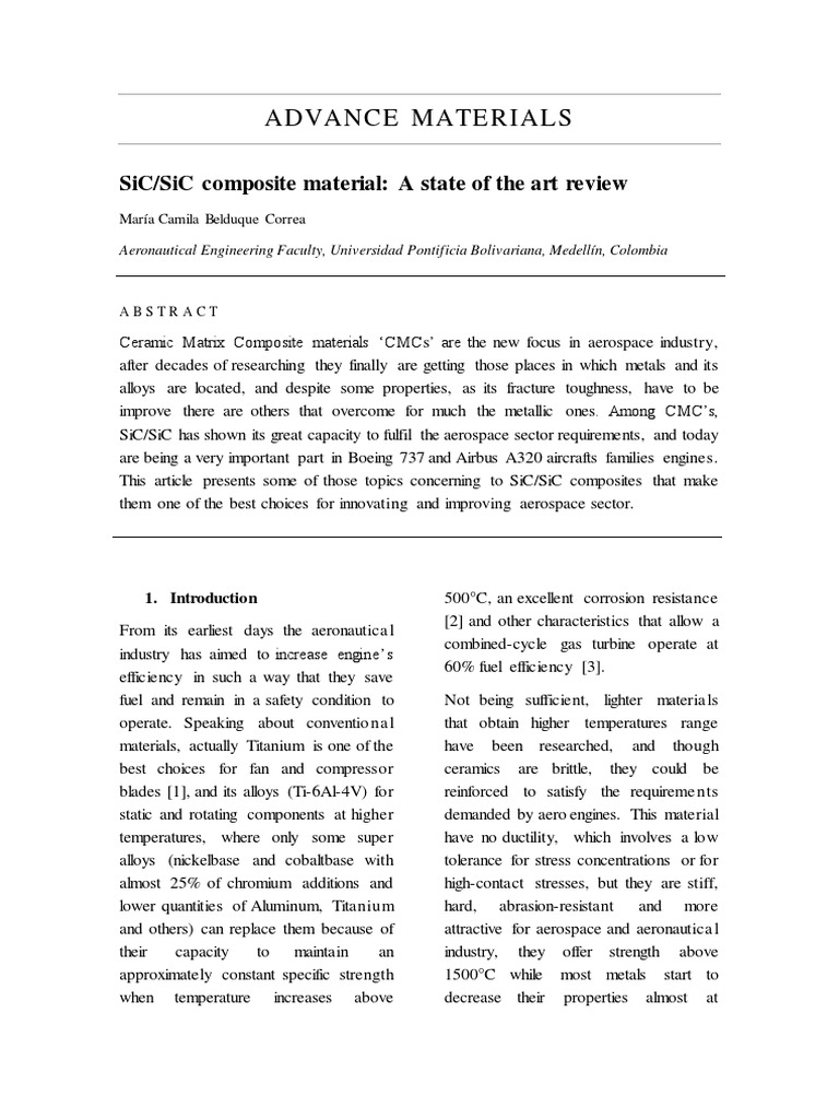 SiC/SiC Composites in Aerospace Applications | PDF | Carbon | Composite ...