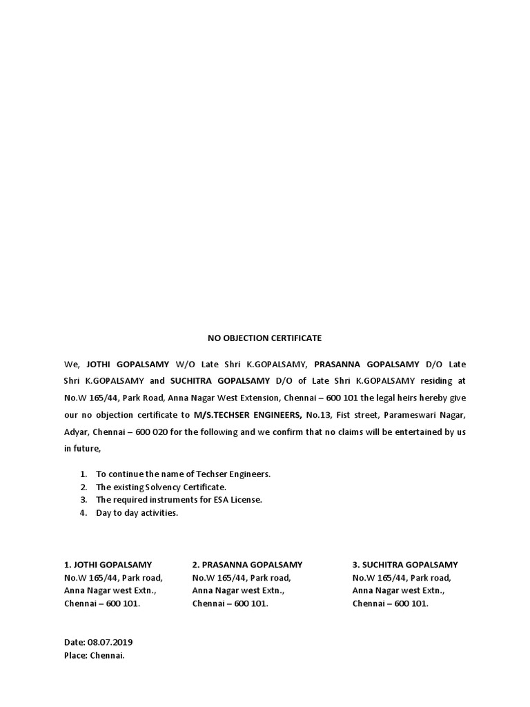 No Objection Certificate | PDF