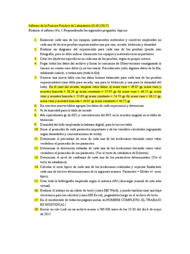 Informe 1 Lab-Pgp-207 (Como Realizar La Practica 1) | PDF | Masa | Densidad