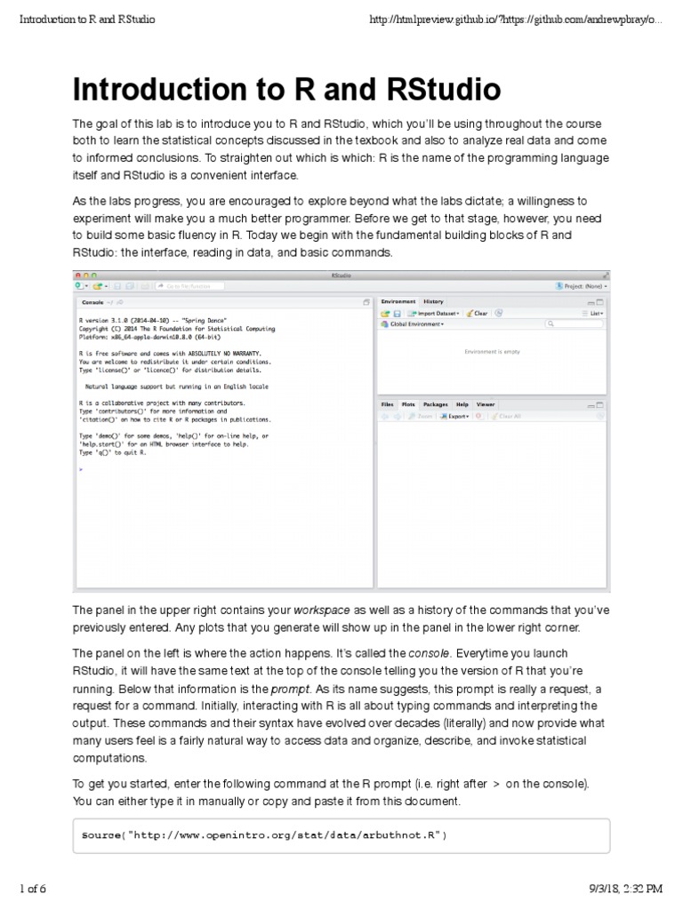 01 - Introduction To R and RStudio | PDF | Command Line Interface | Spreadsheet