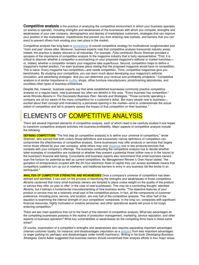 Competitive Analysis | PDF | Competition | Strategic Management