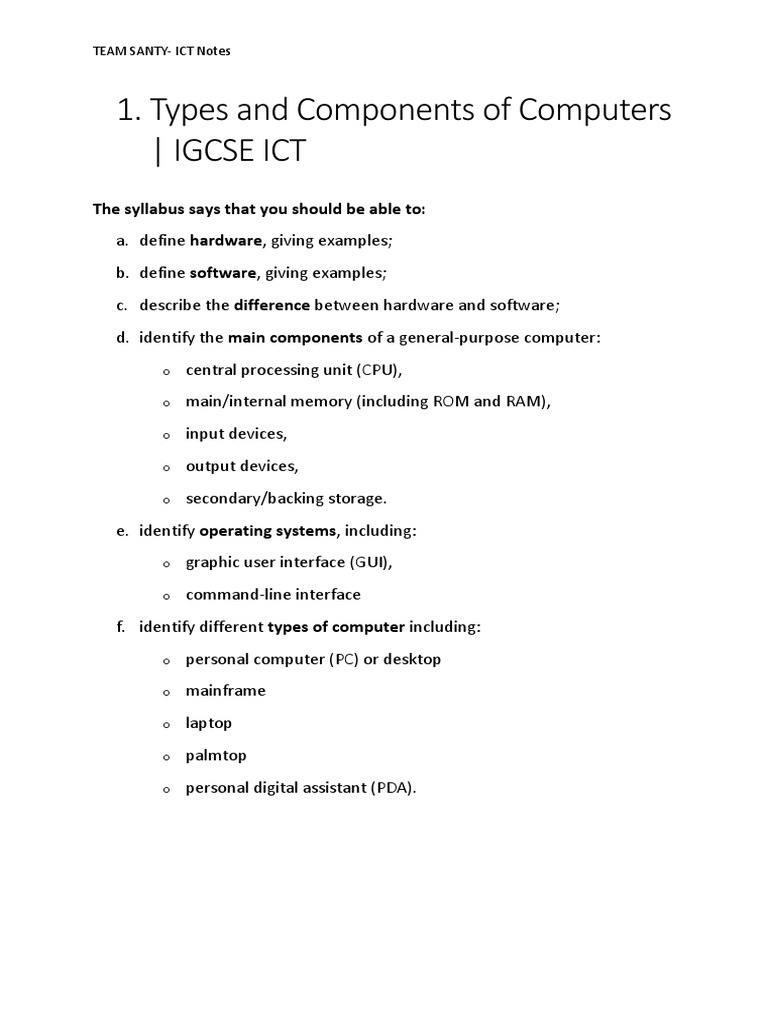 1.types and Components of Computers | PDF | Graphical User Interfaces | Personal Computers