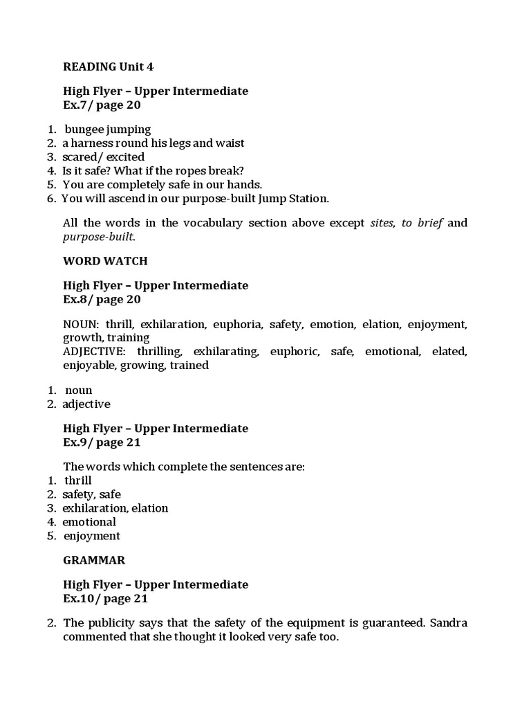 Bungee Jumping Safety and Vocabulary Guide | PDF