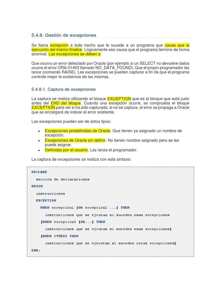 Excepciones, Triggers | Descargar gratis PDF | SQL | Tabla (base de datos)