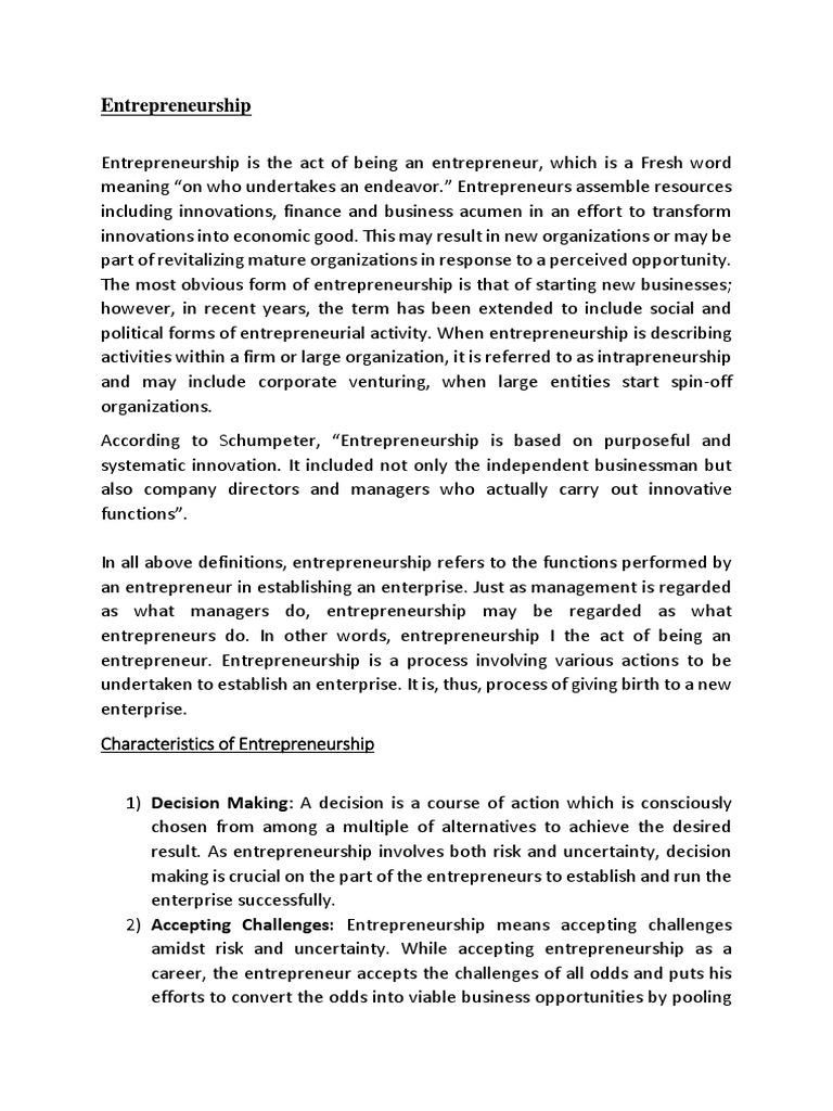 Enterpreneurship Notes | PDF | Entrepreneurship | Innovation