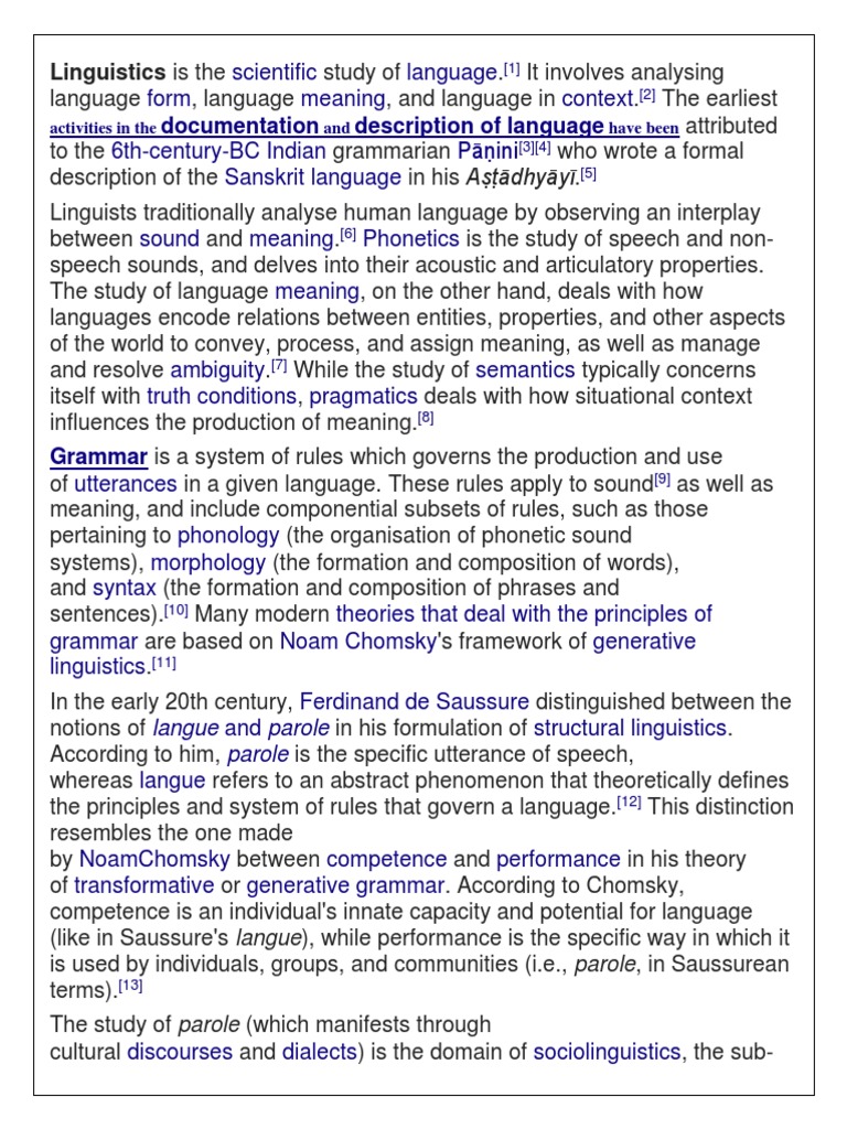 An Overview of the Scientific Study of Language: The Many Branches of ...