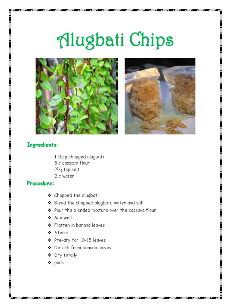 Alugbati Chips | PDF | Cooking, Food & Wine | Wellness