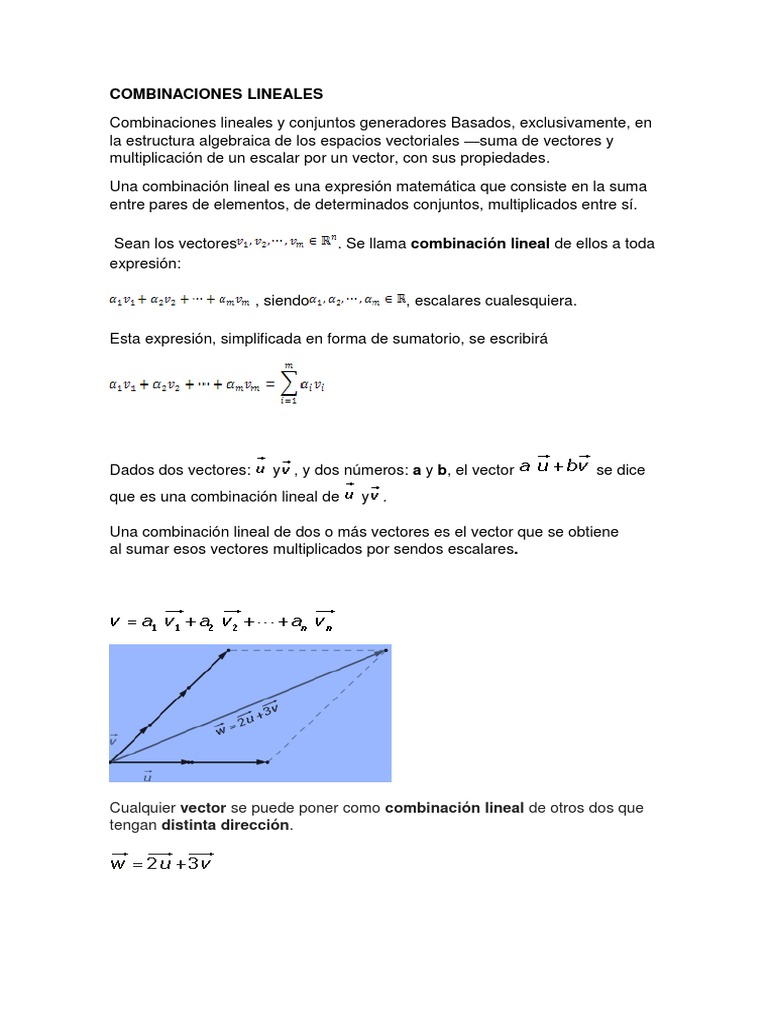 Combinaciones Lineales | PDF | Espacio vectorial | Linealidad