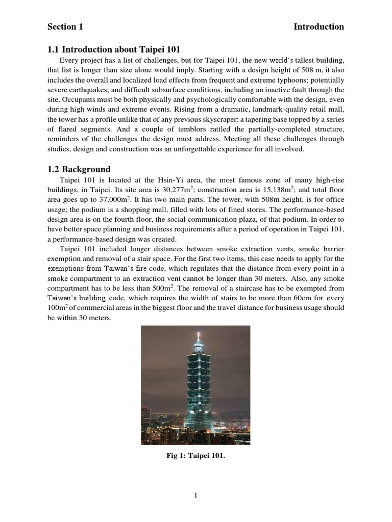 Section 1 1.1 Introduction About Taipei 101 | PDF | Beam (Structure ...