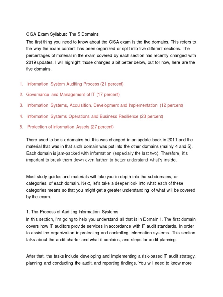 Cisa Outline | PDF | Information Security | Audit