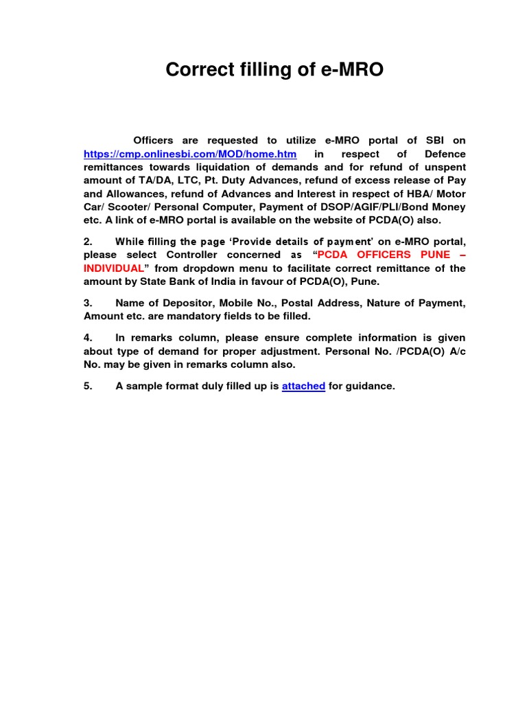 CorrectFillingOfe MRO | PDF