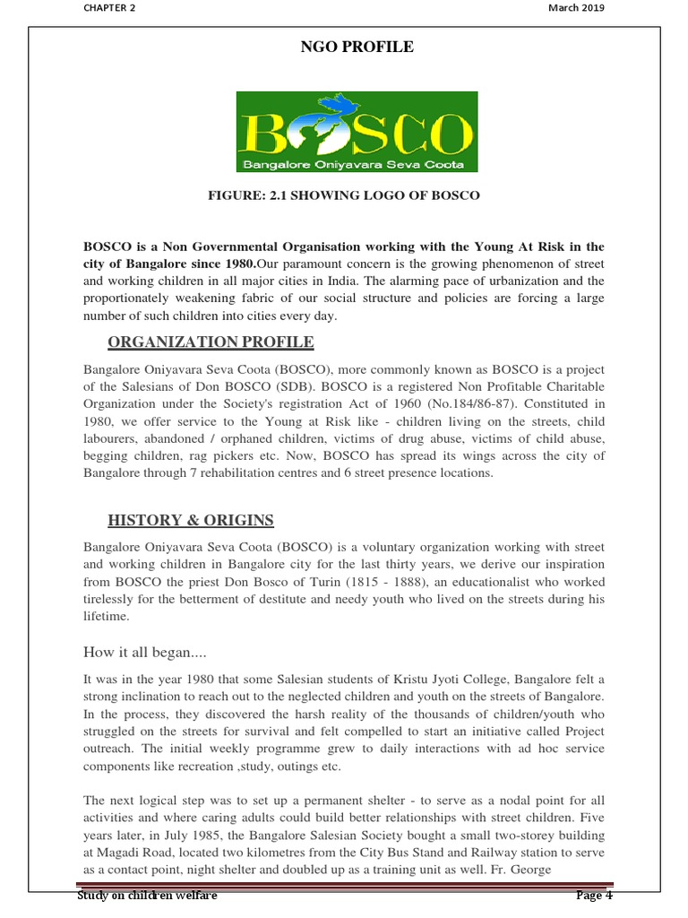 BOSCO NGO Profile: Child Welfare Initiatives | PDF | Child Protection ...