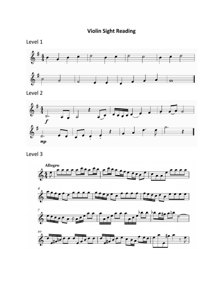 Level 1: Violin Sight Reading | PDF