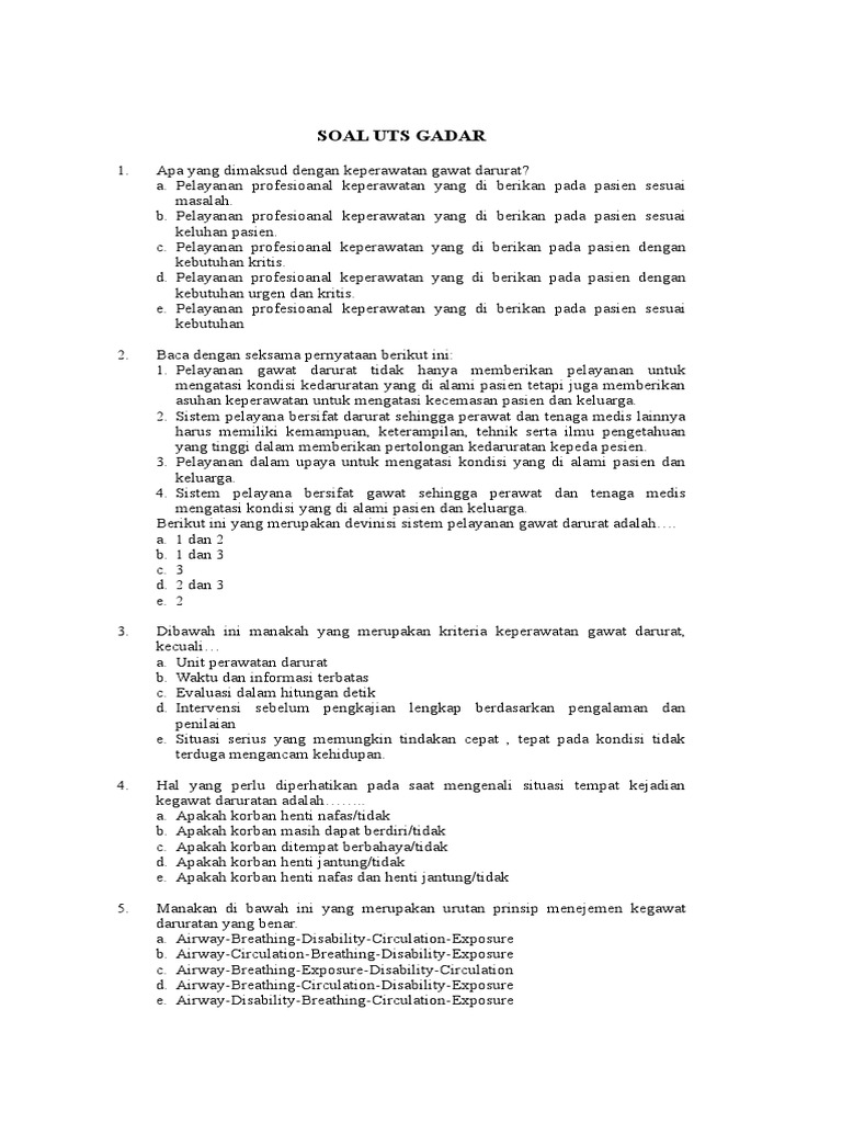 Soal Uts Gadar d3 2019 | PDF