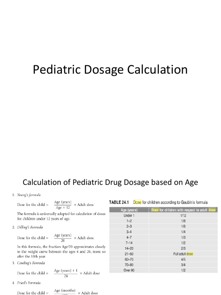 Pediatric Dosage Calculation | PDF