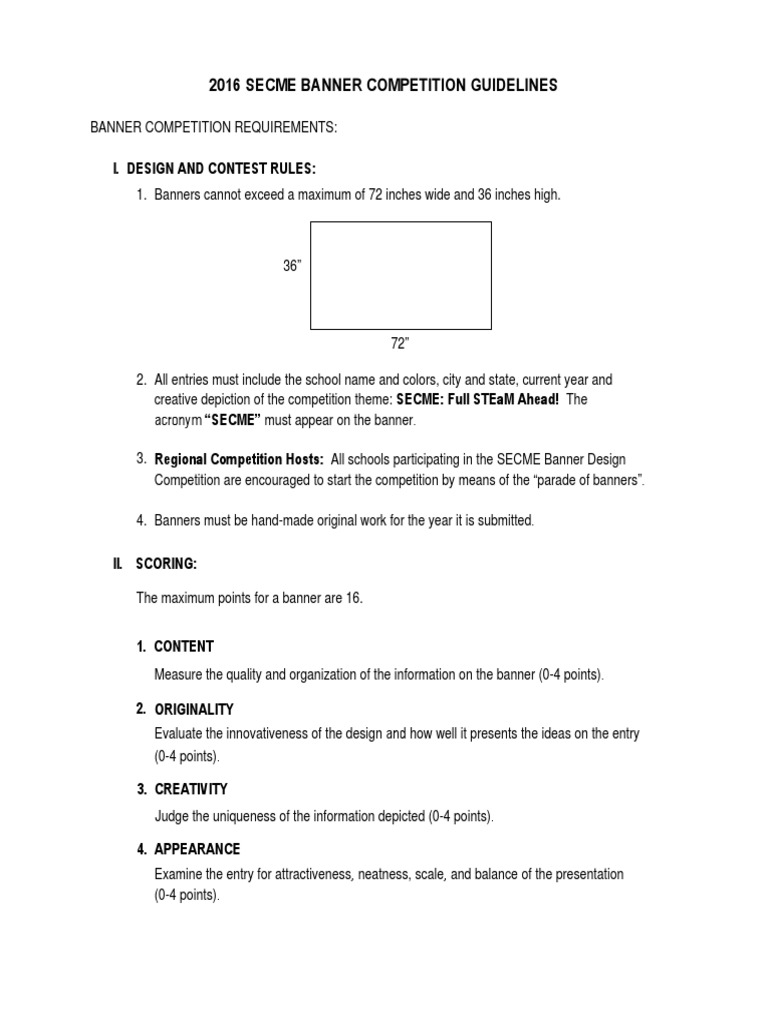 2016 SECME Banner Competition Rules | PDF | Design | Creativity
