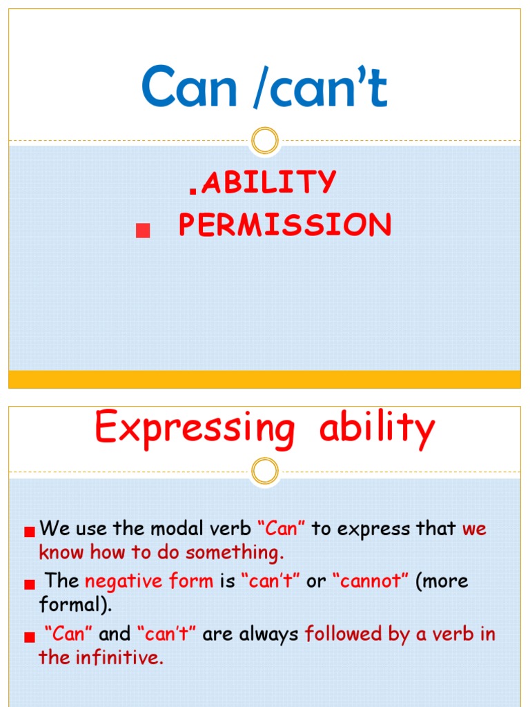 Can /can't: Ability Permission | PDF