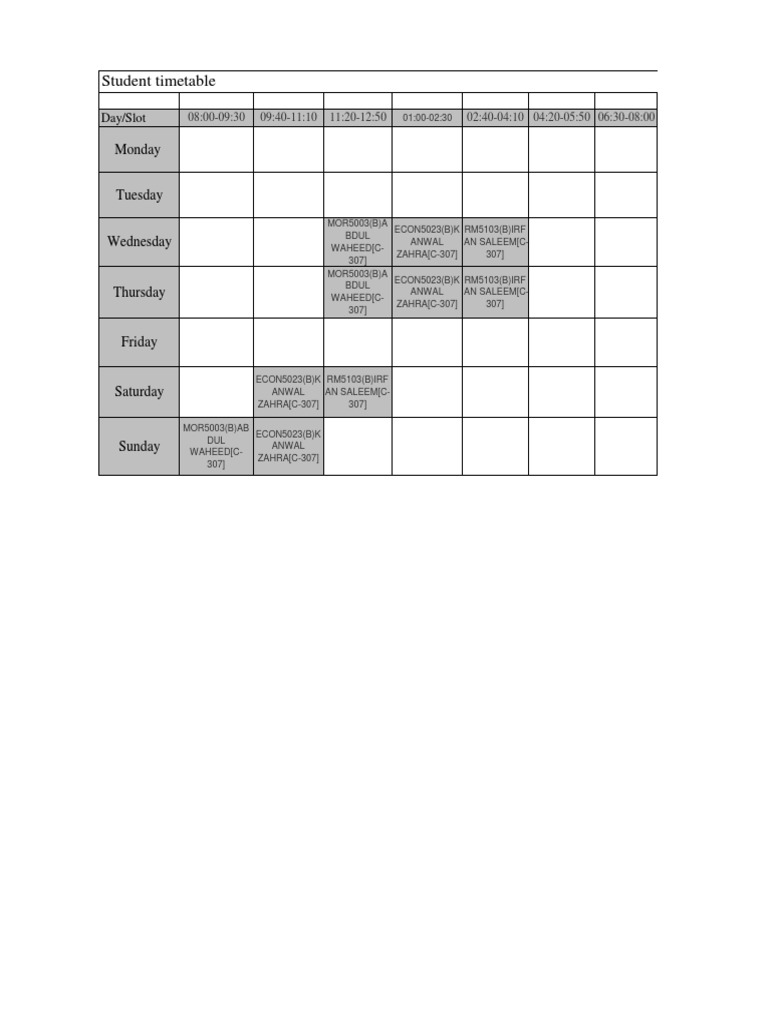 Time Table | PDF