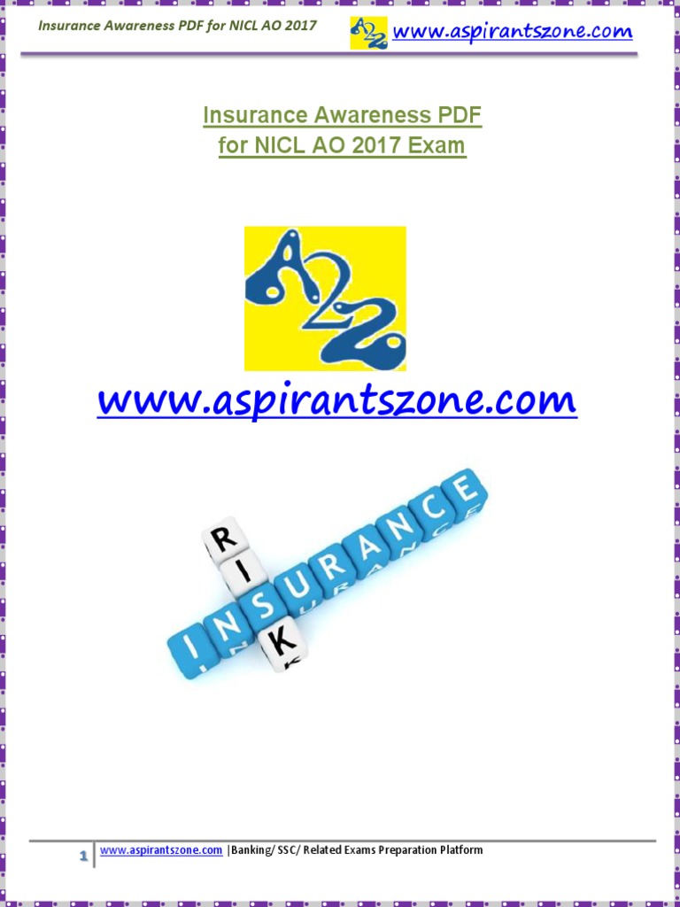 Insurance Awareness PDF For NICL AO 2017 | PDF | Insurance | Life Insurance