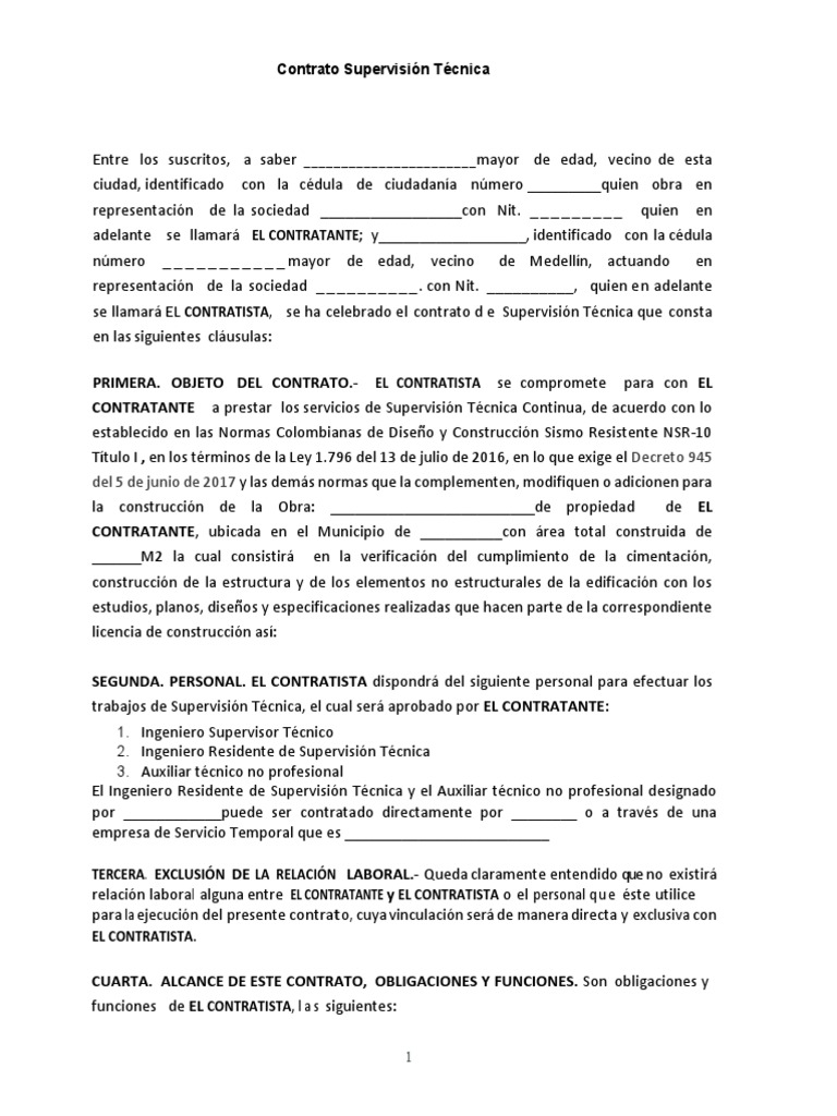 Contrato de Supervisión Técnica en Construcción | PDF | Contratista general