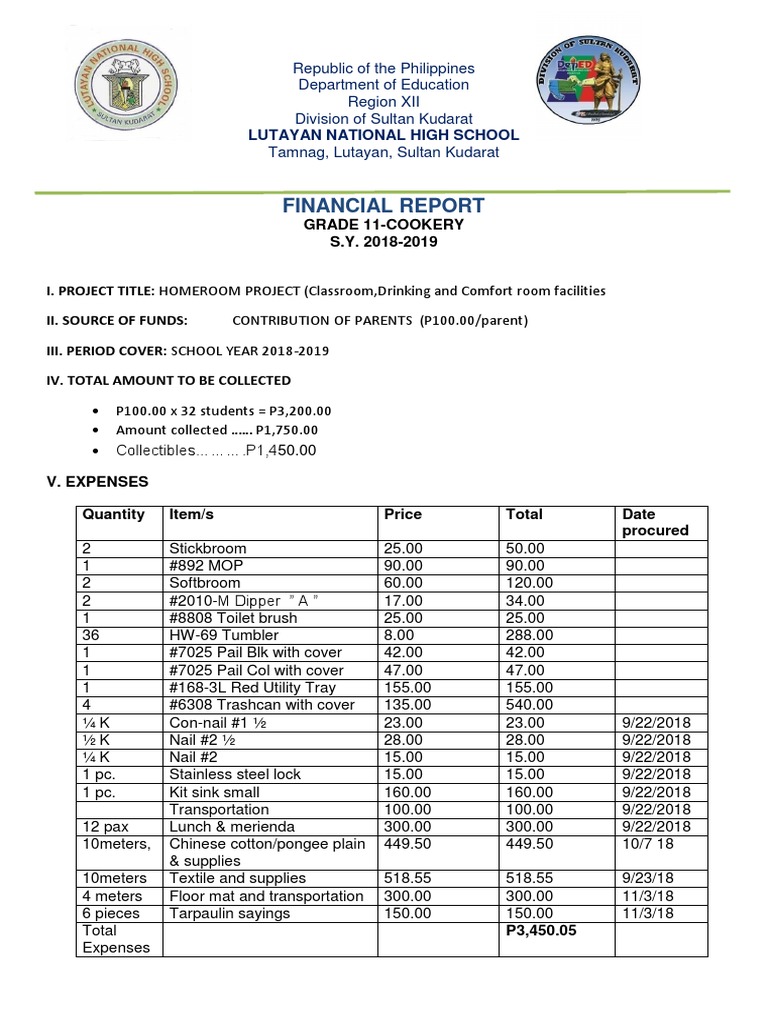 PTA Financial Report 18-19 | PDF | Educational Organizations | Learning
