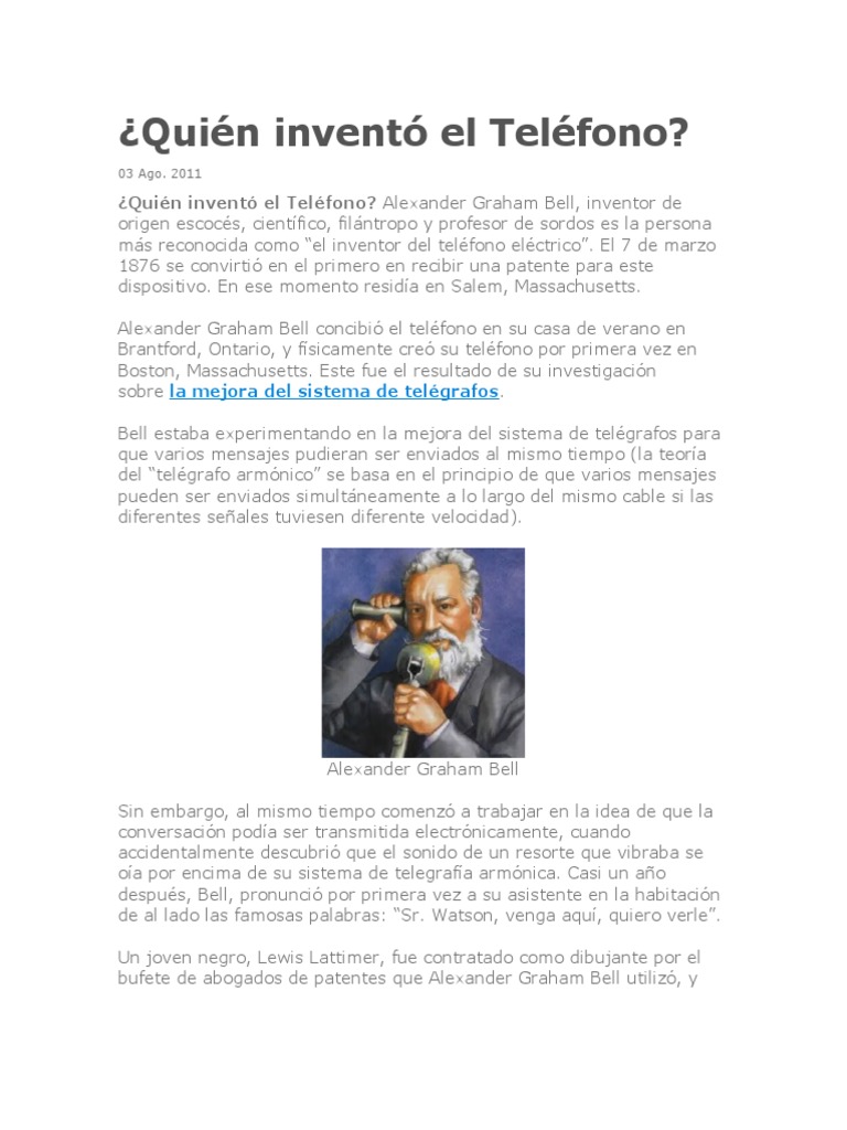 Inventor del Teléfono: Bell y su Historia | PDF | Teléfono | Telegrafía
