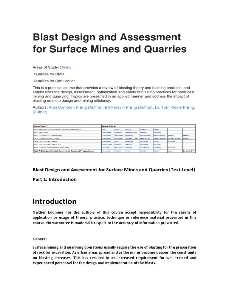 Quarry Blast Design and Safety Practices | PDF | Explosion | Fracture