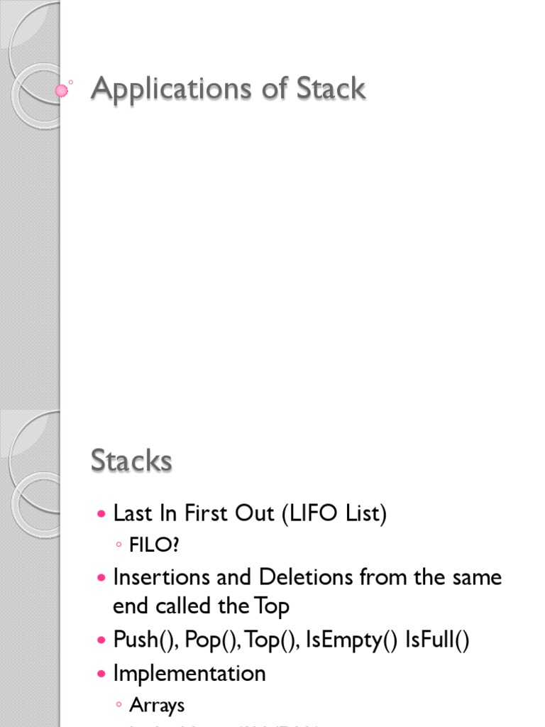 Applications of Stack | PDF | Notation | Computer Programming Applications of Stack | PDF | Notation | Computer Programming