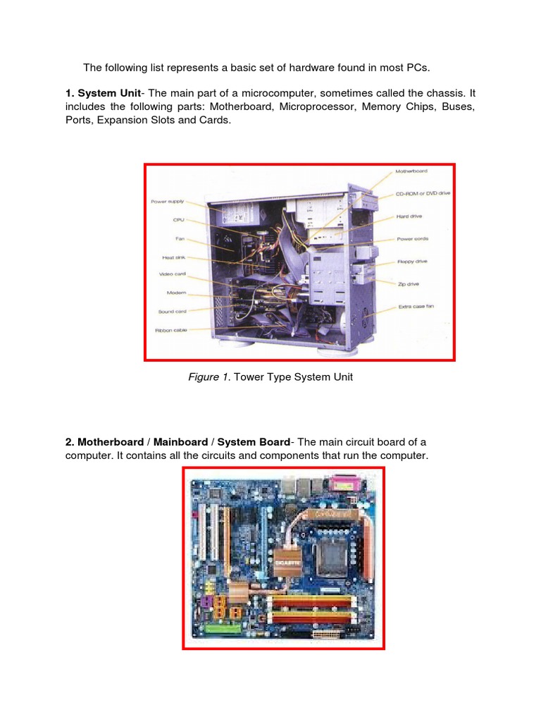 System Unit-The Main Part of A Microcomputer, Sometimes Called The ...