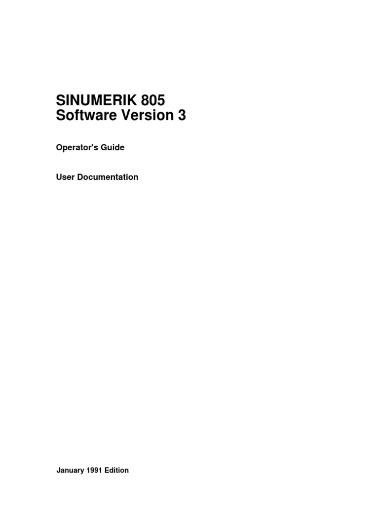 Sinumerik 805 Software Version 3: Operator's Guide | PDF | Software | Computing